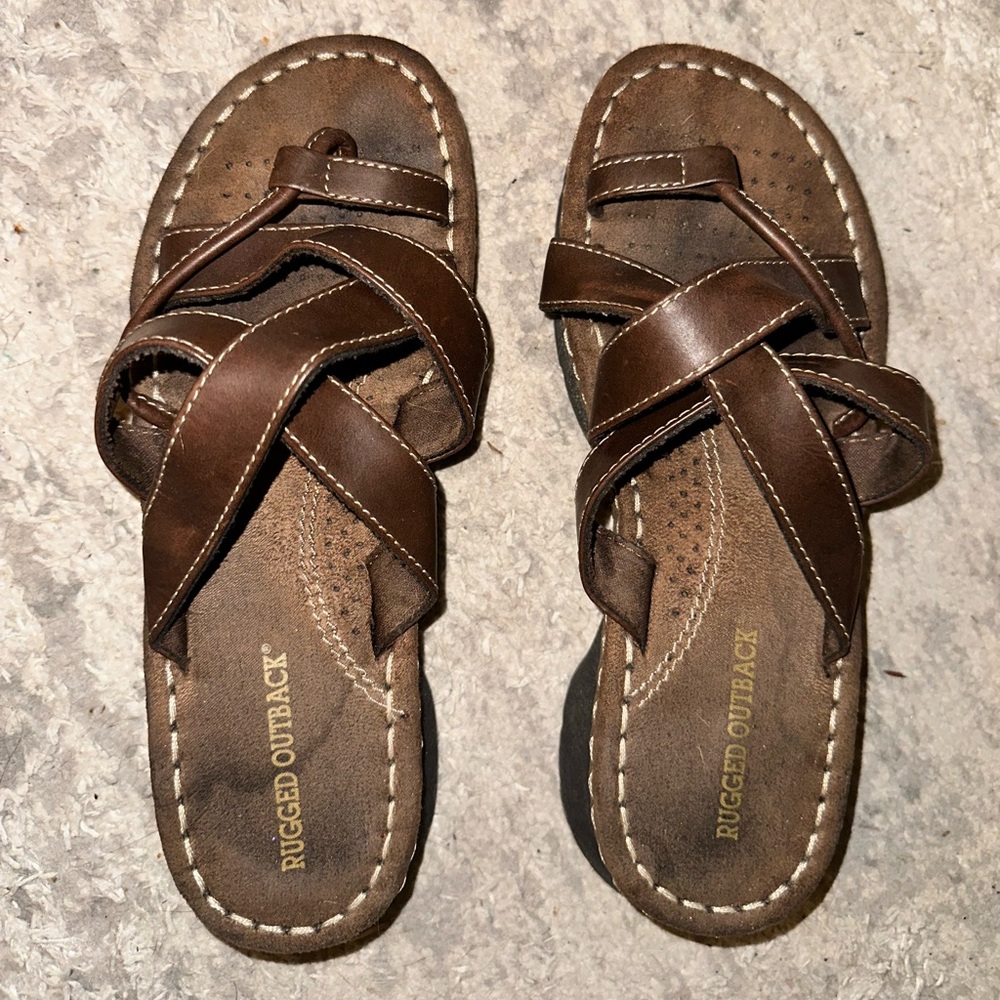 Vintage Rugged Outback Chunky Platform Open Toe Shoes - Gem